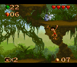 Screenshot of Disney's The Jungle Book (SNES, 1994) - MobyGames