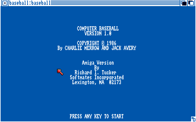 Screenshot of Computer Baseball (Amiga, 1981) - MobyGames