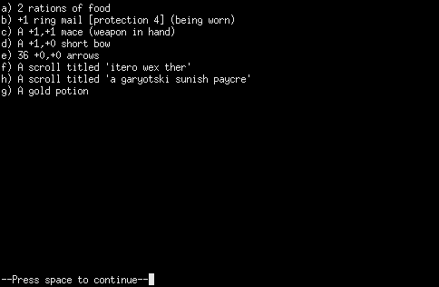 Screenshot of Rogue (Linux, 1980) - MobyGames