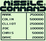 Screenshot of Missile Command (Game Boy, 1992) - MobyGames