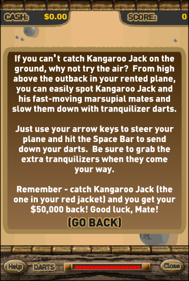 Screenshot of Kangaroo Jack Airplane Game (Browser, 2003) - MobyGames