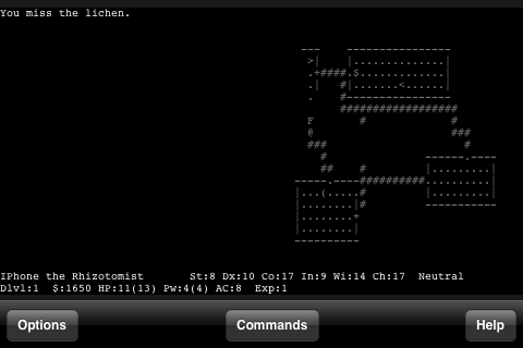 Screenshot of NetHack (iPhone, 1987) - MobyGames