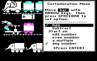 Screenshot of Math Rabbit (DOS, 1986) - MobyGames