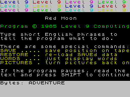 Screenshot of Red Moon (ZX Spectrum, 1985) - MobyGames