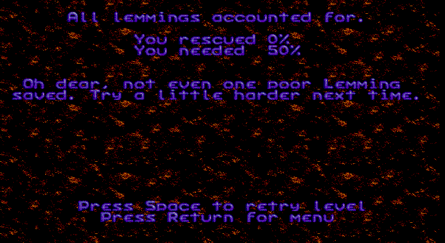 Screenshot of Oh No! More Lemmings (DOS, 1991) - MobyGames