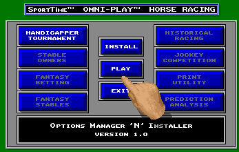 Screenshot of Omni-Play Horse Racing (Amiga, 1989) - MobyGames