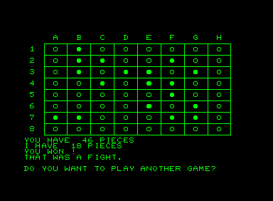 Screenshot of Osero (Commodore PET/CBM, 1978) - MobyGames