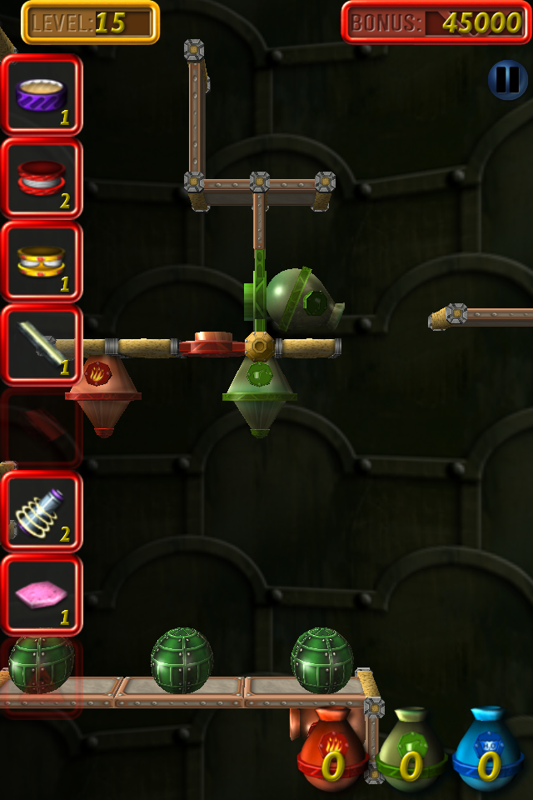 Screenshot of Enigmo (iPhone, 2008) - MobyGames