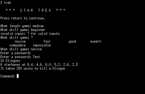 Screenshot of Star Trek (Mainframe, 1971) - MobyGames