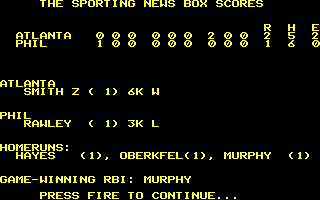 Screenshot of The Sporting News Baseball (DOS, 1988) - MobyGames