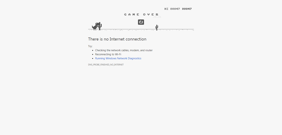 Screenshot of Google Chrome (included game) (Browser, 2014) - MobyGames