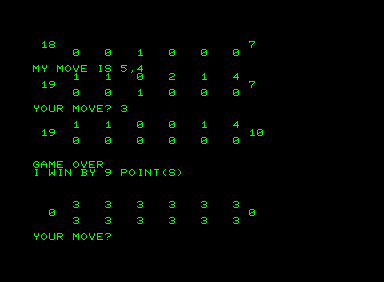 Screenshot of Awari (Commodore PET/CBM, 1973) - MobyGames