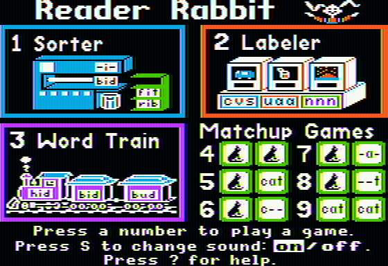 Screenshot of Reader Rabbit (Apple II, 1984) - MobyGames