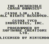 Screenshot of The Incredible Crash Dummies (Game Boy, 1992) - MobyGames