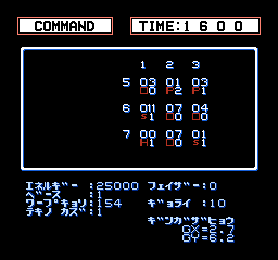 Screenshot of Pulsar no Hikari: Space Wars Simulation (NES, 1987 ...