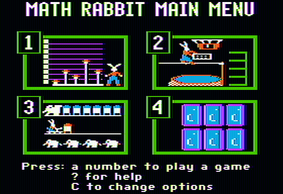 Screenshot of Math Rabbit (Apple II, 1986) - MobyGames