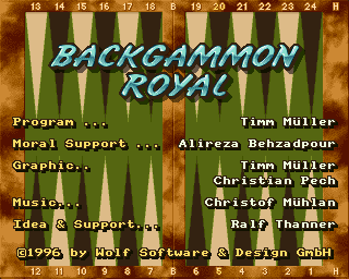 Screenshot of Backgammon Royal (Amiga, 1996) - MobyGames