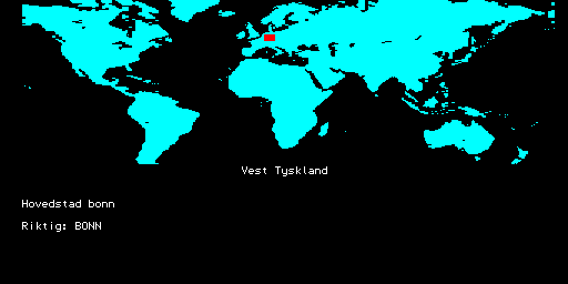 Screenshot of Verdensgeografi (Tiki 100, 1984) - MobyGames