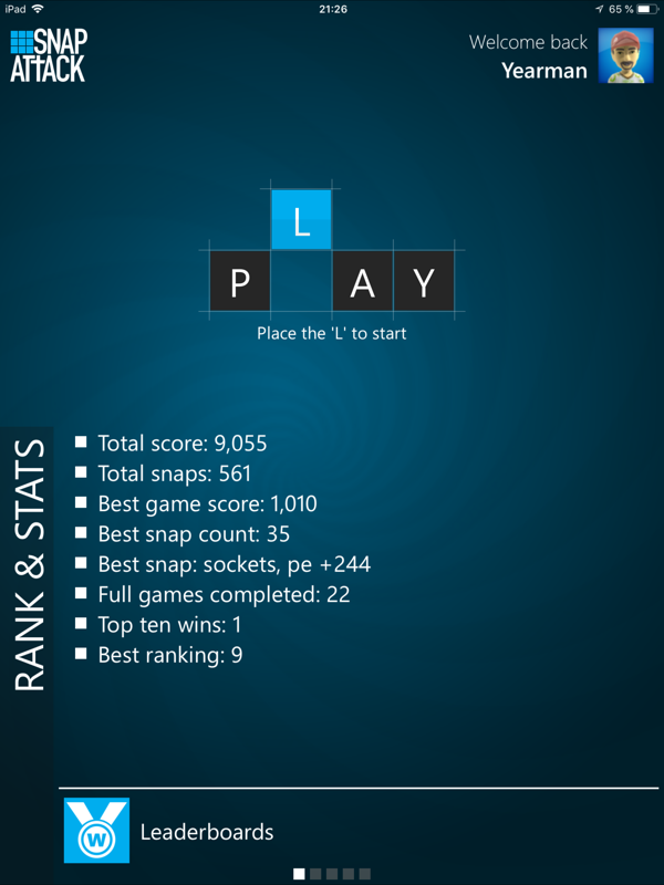 Screenshot of Wordament Snap Attack (iPad, 2014) - MobyGames