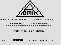 Screenshot of Galactic Trooper (ZX81, 1983) - MobyGames