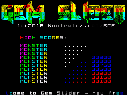 Screenshot of Gem Slider (ZX Spectrum, 2018) - MobyGames