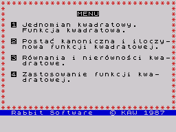 Screenshot of Funkcja Kwadratowa (ZX Spectrum, 1987) - MobyGames
