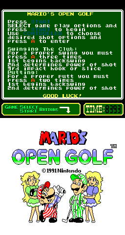 NES Open Tournament Golf screenshots - MobyGames