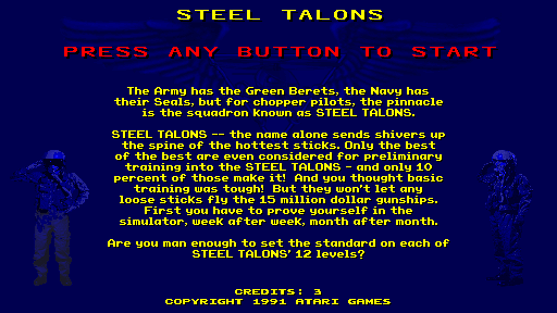 Screenshot of Steel Talons (Arcade, 1991) - MobyGames