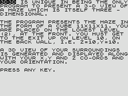 Screenshot of 3D 3D! (ZX81, 1981) - MobyGames