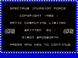 Screenshot of Invasion Force (ZX Spectrum, 1982) - MobyGames