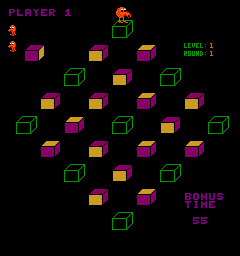 Screenshot of Q*bert's Qubes (Arcade, 1983) - MobyGames