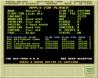 Screenshot of Premier Manager 2 (Amiga, 1993) - MobyGames