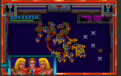 Screenshot of Smash T.V. (Arcade, 1990) - MobyGames