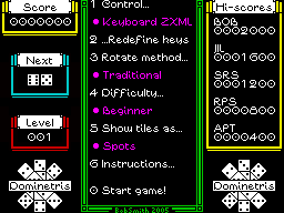 Screenshot of Dominetris (ZX Spectrum, 2005) - MobyGames