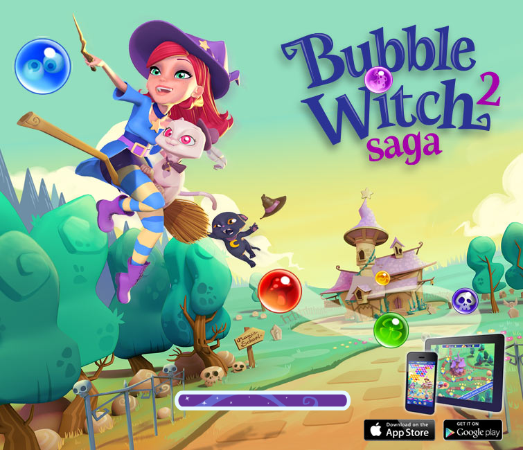 Screenshot of Bubble Witch 2 Saga (Browser, 2014) - MobyGames