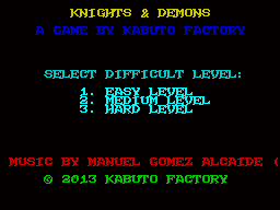 Screenshot of Knights & Demons (ZX Spectrum, 2013) - MobyGames