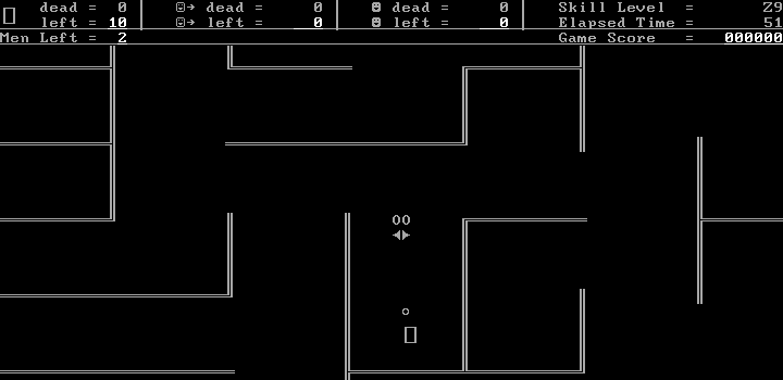 Screenshot of Snipes (DOS, 1982) - MobyGames