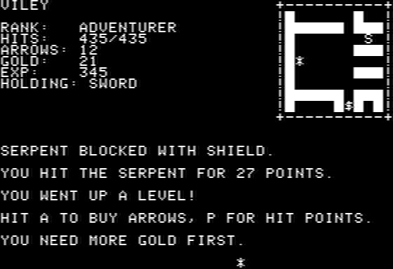 Screenshot of The Caverns of Freitag (Apple II, 1982) - MobyGames