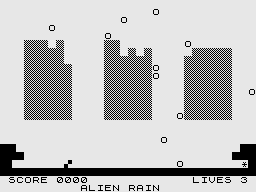 Screenshot of Alien Rain & Outrider (ZX81, 1983) - MobyGames