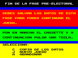 Screenshot of Elecciones Generales (ZX Spectrum, 1986) - MobyGames