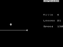 Screenshot of Alien Defender (Jupiter Ace, 1984) - MobyGames
