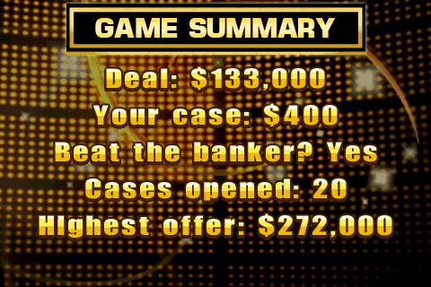 Screenshot of Deal or No Deal: Million Dollar Mission (Android, 2008) - MobyGames