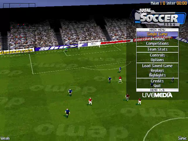 Screenshot of Total Soccer 2000 (Windows, 1999) - MobyGames