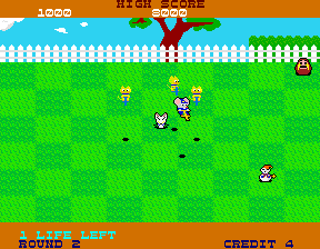Screenshot of Hopping Mappy (Arcade, 1986) - MobyGames