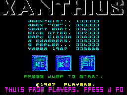 Screenshot of Xanthius (ZX Spectrum, 1987) - MobyGames