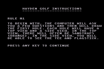 Screenshot of Championship Golf (Atari 8-bit, 1982) - MobyGames