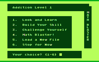 Screenshot of Math Blaster! (Atari 8-bit, 1983) - MobyGames