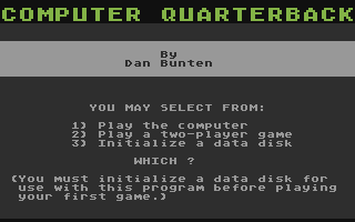 Screenshot of Computer Quarterback (Atari 8-bit, 1981) - MobyGames