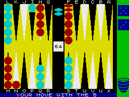 Screenshot of Backgammon (ZX Spectrum, 1982) - MobyGames