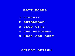Screenshot of Battlecars (ZX Spectrum, 1984) - MobyGames